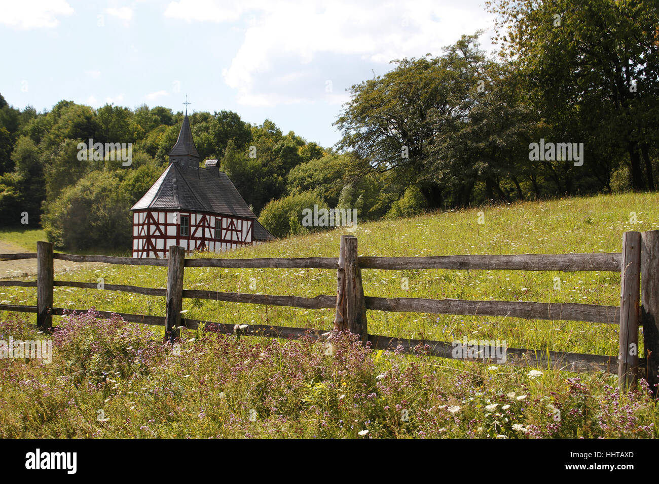 church, bucolic, chapel, frame-work, wooden fence, tower, church ...