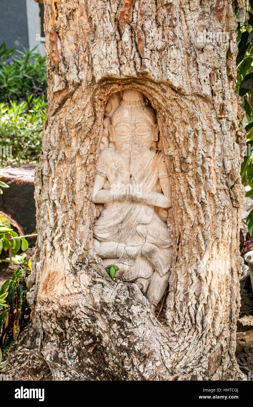 Wood carving of a religious image Stock Photo - Alamy