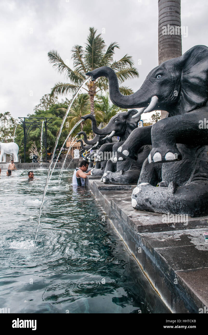 People taking a bath at Toya Devasya hotsprings, Bali, Indonesia Stock ...