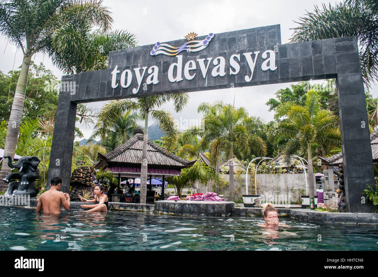 People taking a bath at Toya Devasya hotsprings, Bali, Indonesia Stock ...