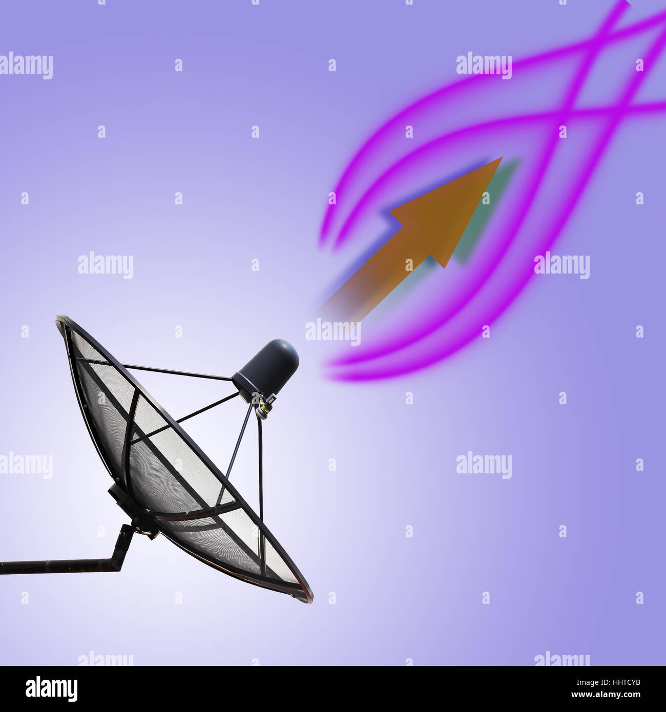 Wireless network communication radio blue sky with digital science sign ...