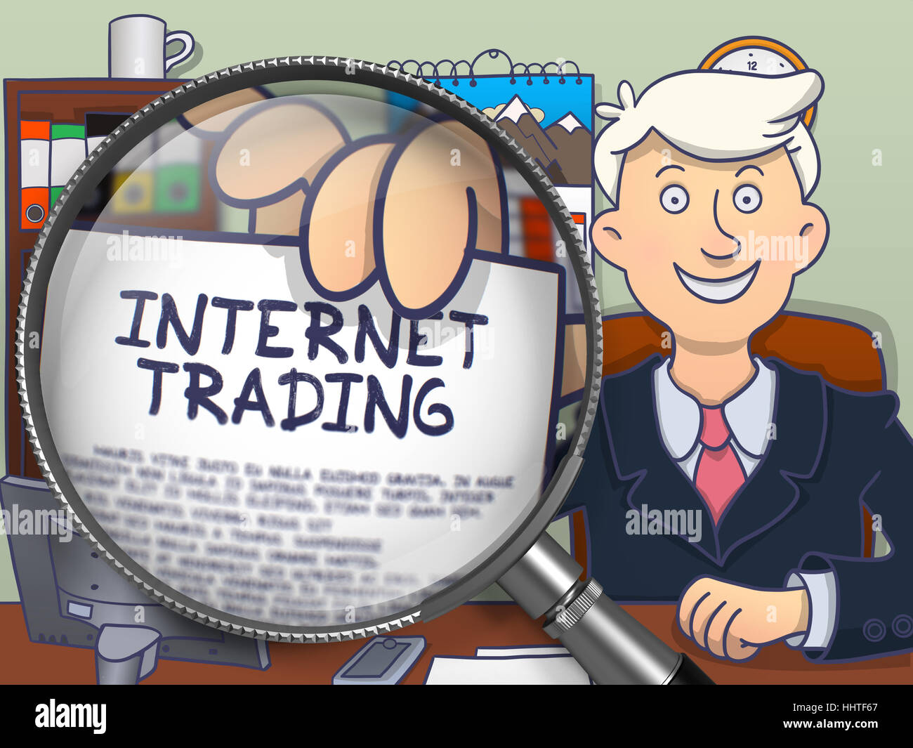 Internet Trading through Lens. Doodle Concept Stock Photo - Alamy