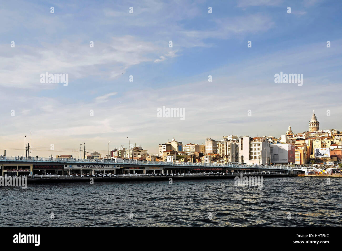view of the galata bridge and the galata tower Stock Photo - Alamy