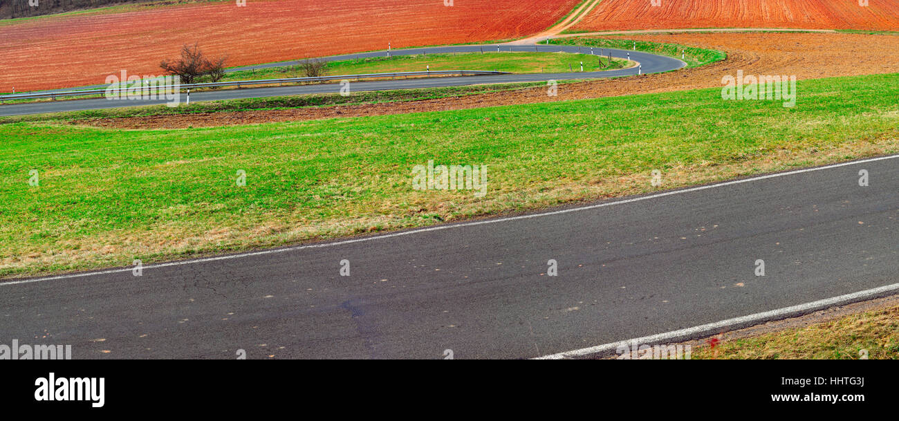 agriculture, farming, field, evening, horizontal, asphalt, spring ...