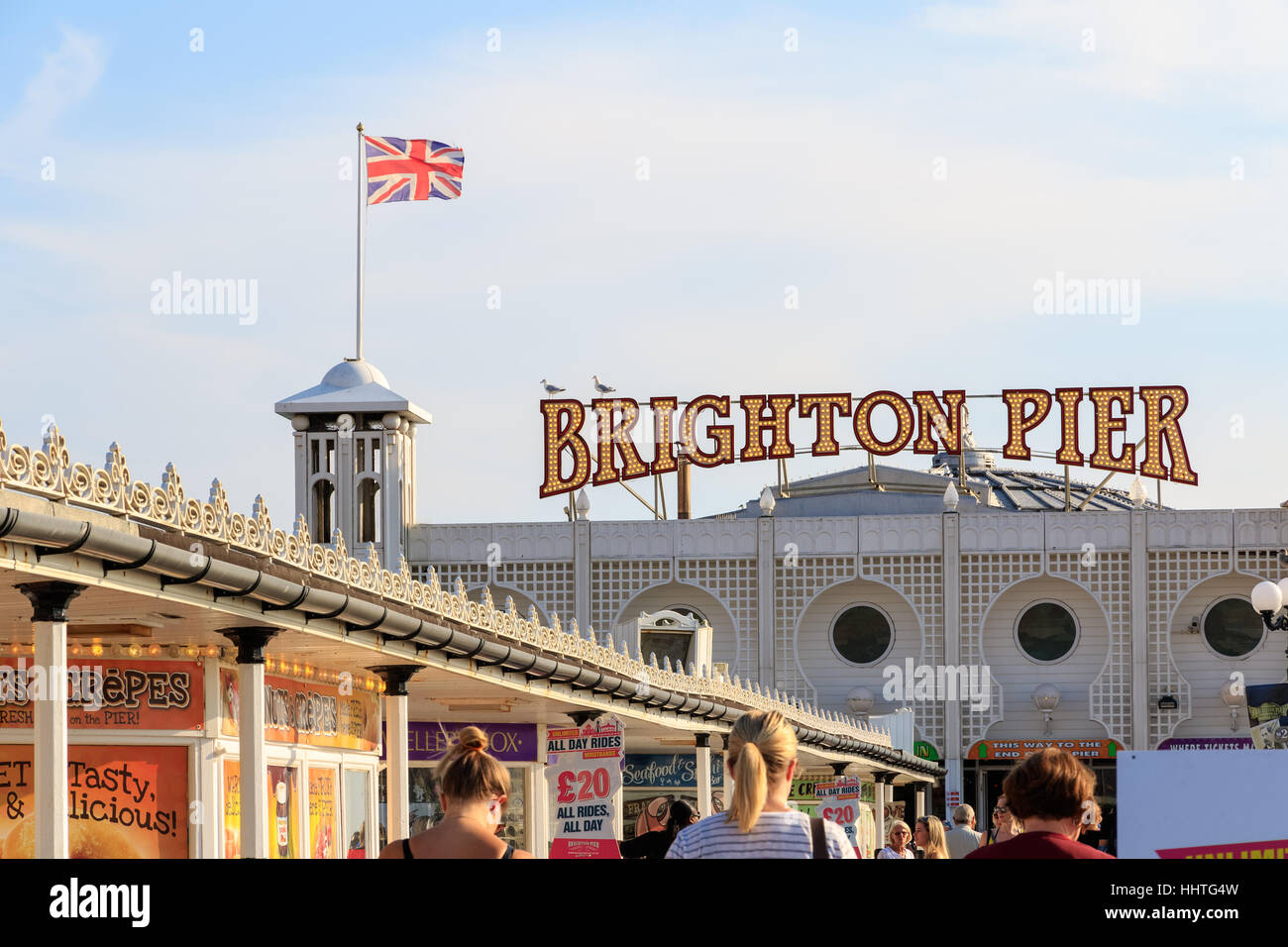 Brighton, UK - September 13, 2016 - The Brighton Pier and the crowd ...