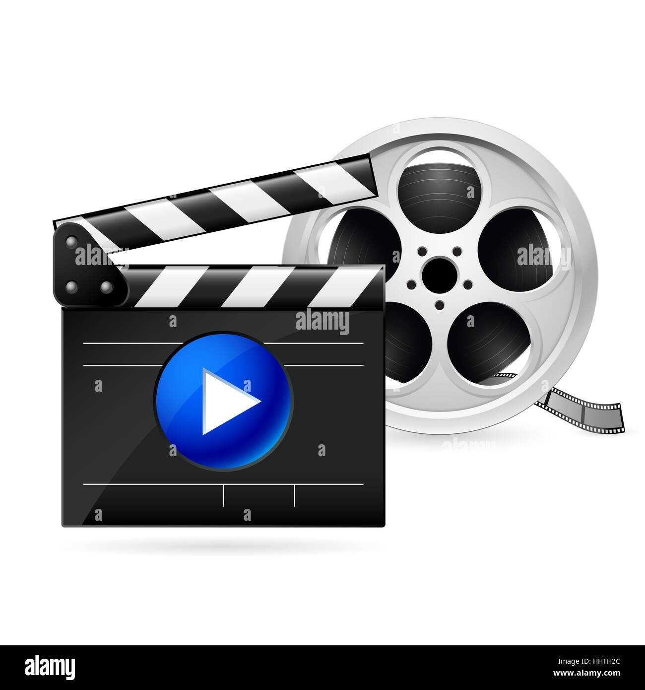 Open movie clapboard and realistic reel of film Stock Photo - Alamy