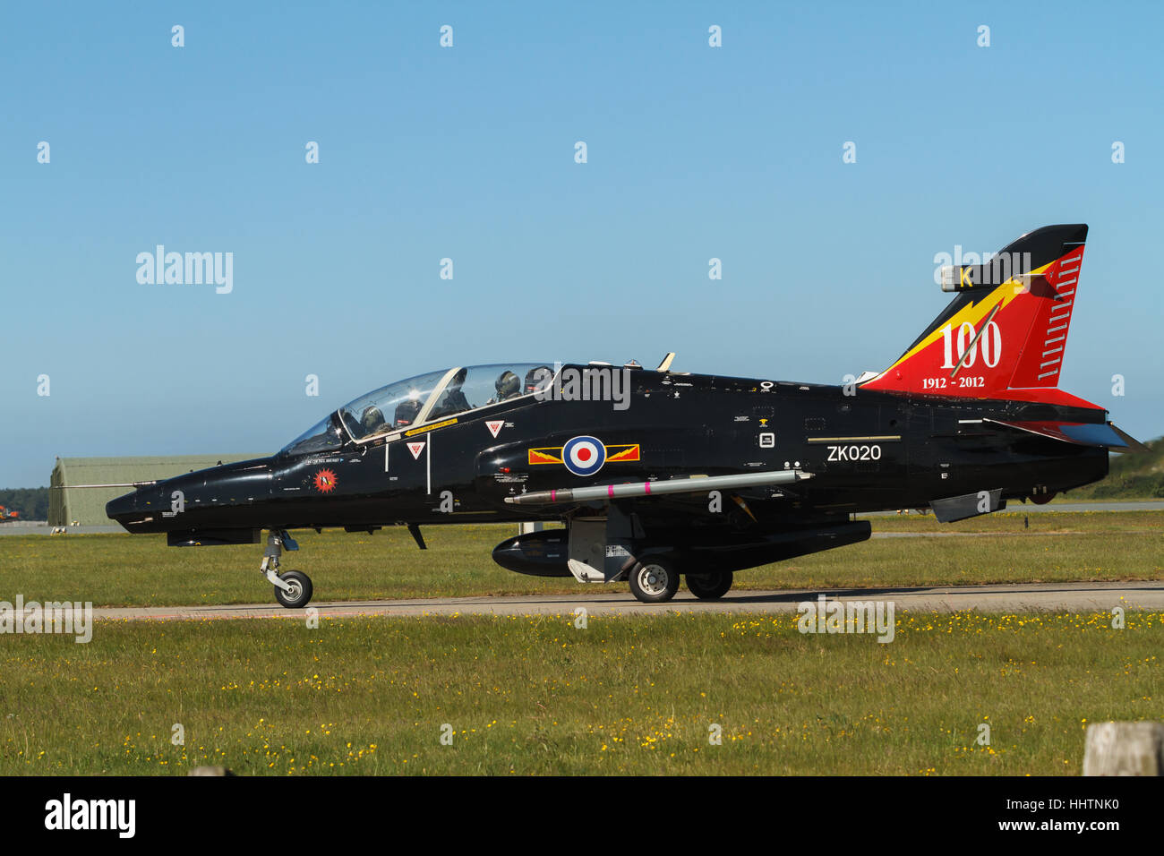 BAE Systems Hawk 128 T2 Trainer a British single engine advanced trainer aircraft taxiing at RAF ...