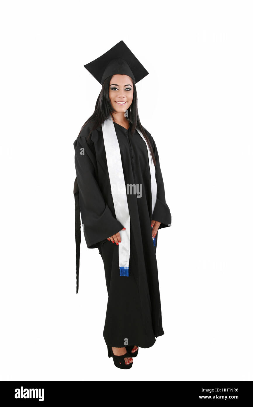 Female graduate smiling isolated over a white background Stock Photo ...