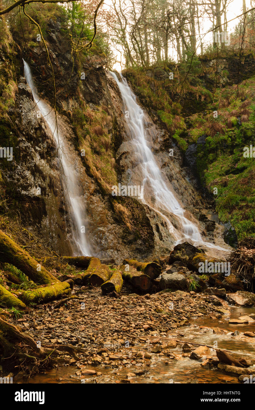 Grey Mares Tail waterfall or Rhaeadr y Parc Mawr in Welsh the falls are ...