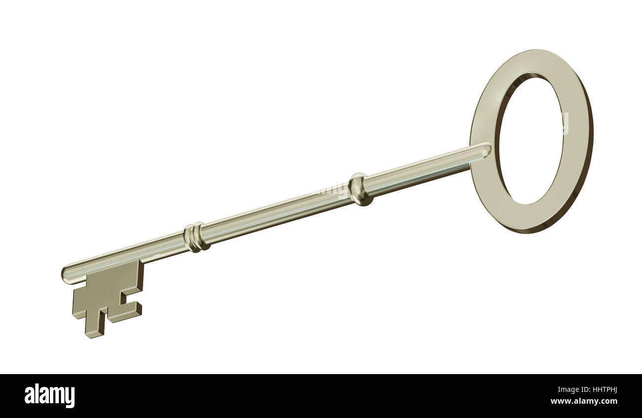 isolated, golden, illustration, key, cut out, cutout, cut it out ...