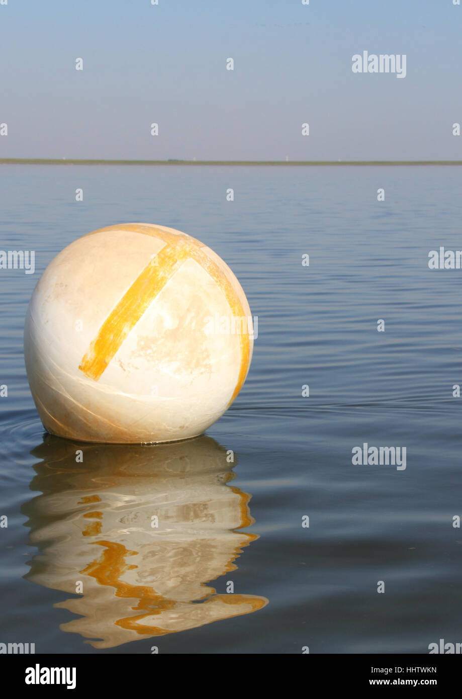 sign, signal, water, north sea, salt water, sea, ocean, watt, marking ...