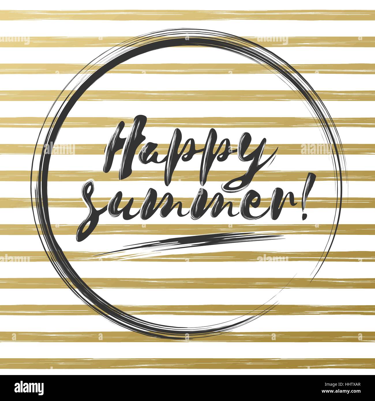 Happy summer brush lettering composition. Black phrase Happy summer on ...