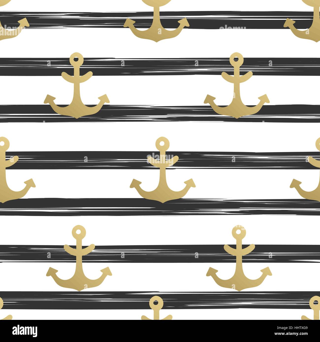 Seamless Pattern With Anchors Nautical Backgrounds With Gold Anchors