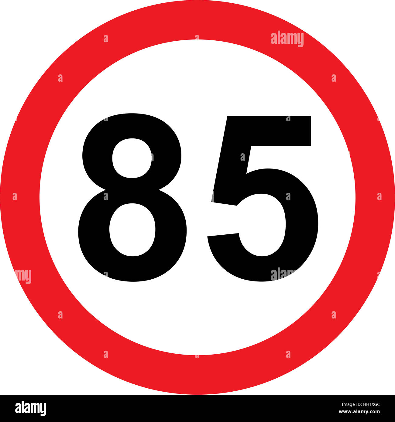 85 speed limitation road sign on white background Stock Photo - Alamy