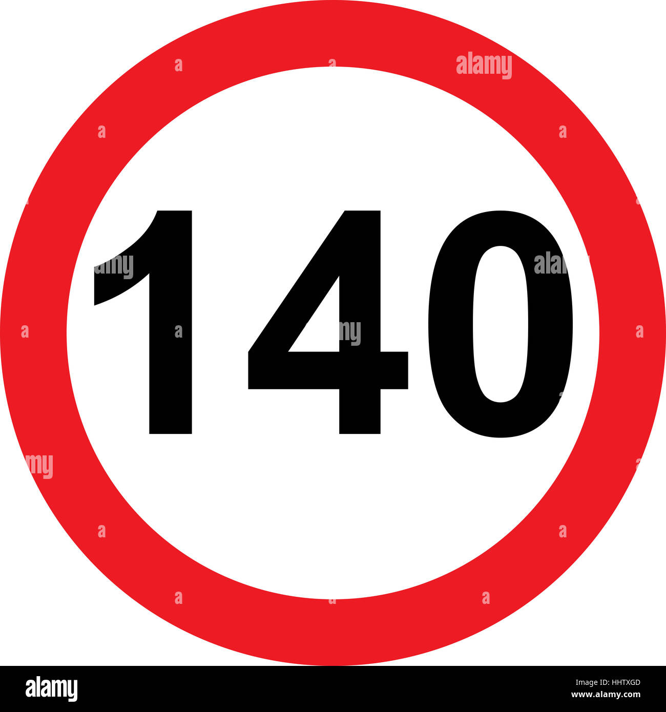 140 speed limitation road sign on white background Stock Photo - Alamy