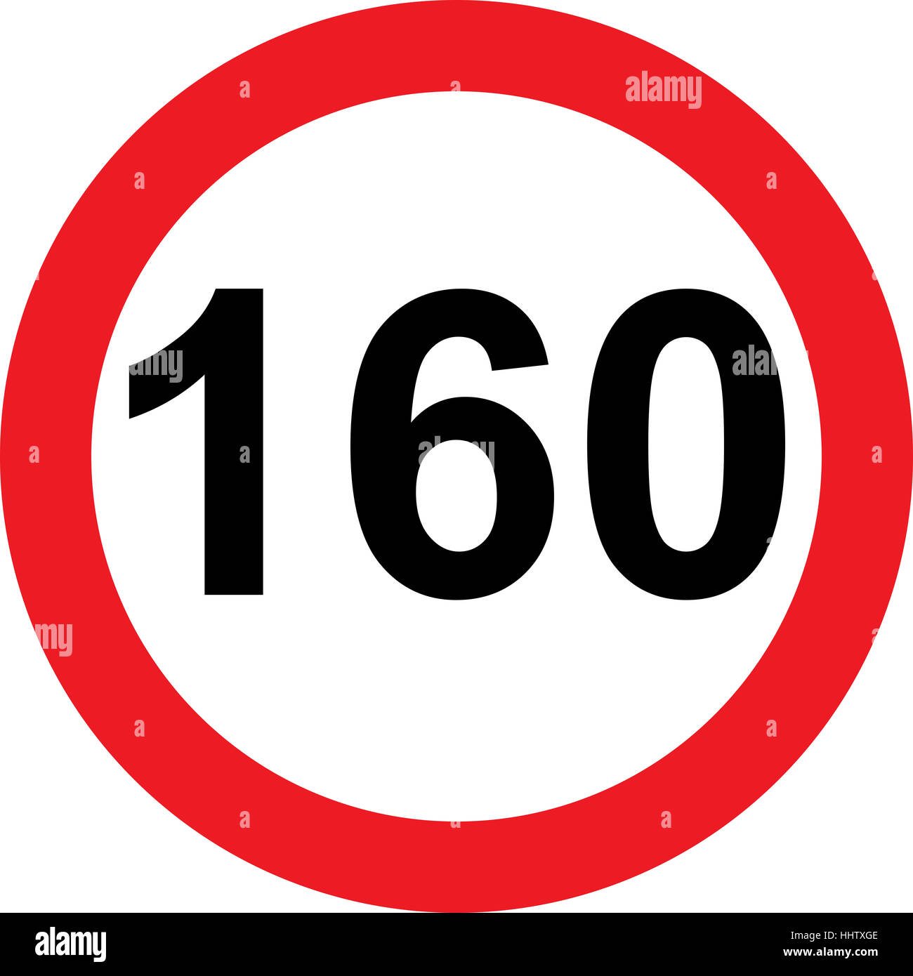 160 speed limitation road sign on white background Stock Photo - Alamy