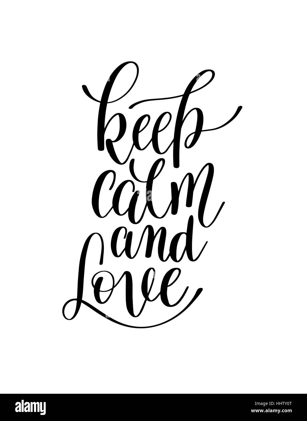 keep calm and love black and white hand written lettering romant Stock ...