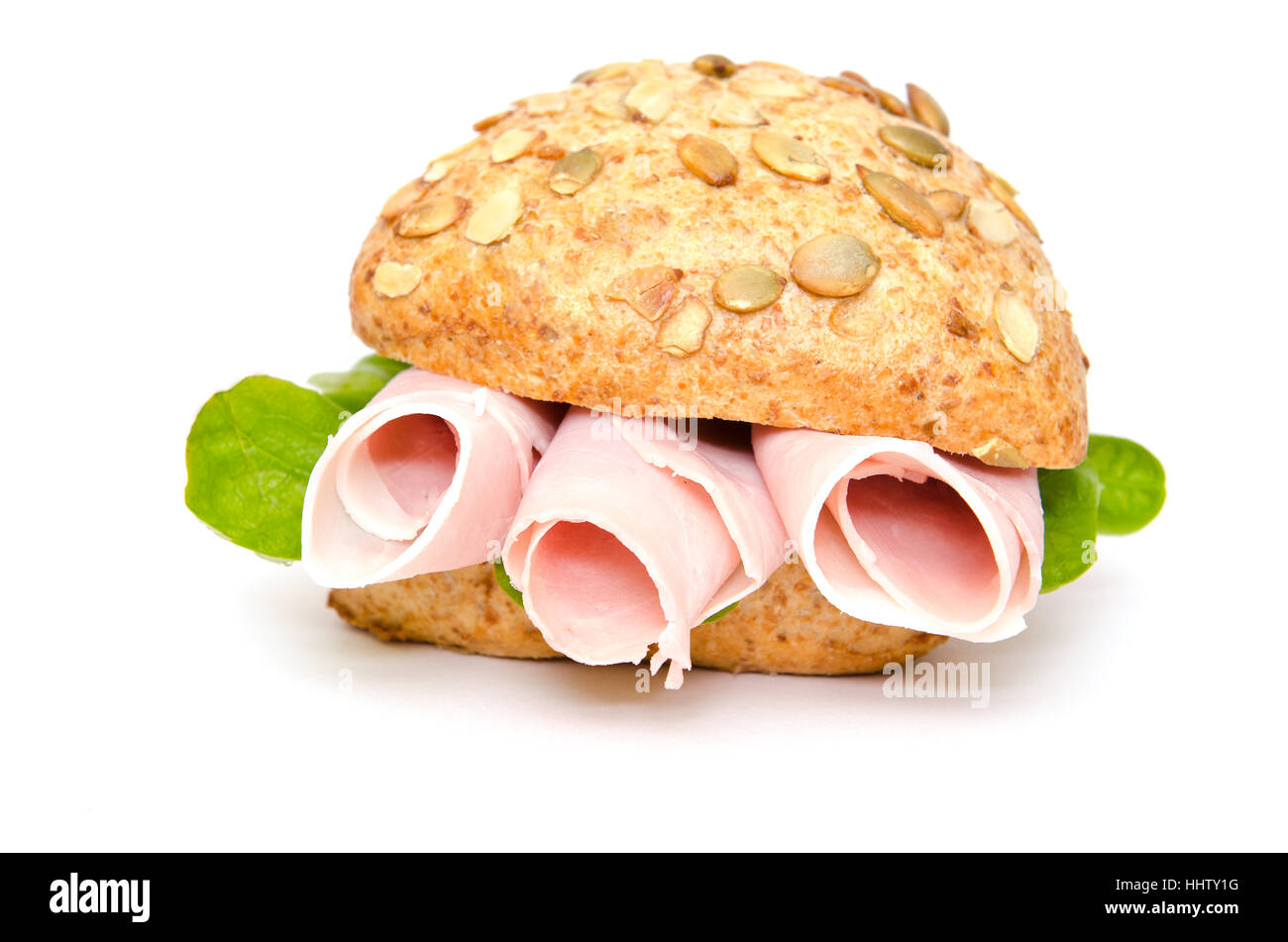 roll, kaiser, ham, salad, food, aliment, dish, meal, boiled, sandwich ...