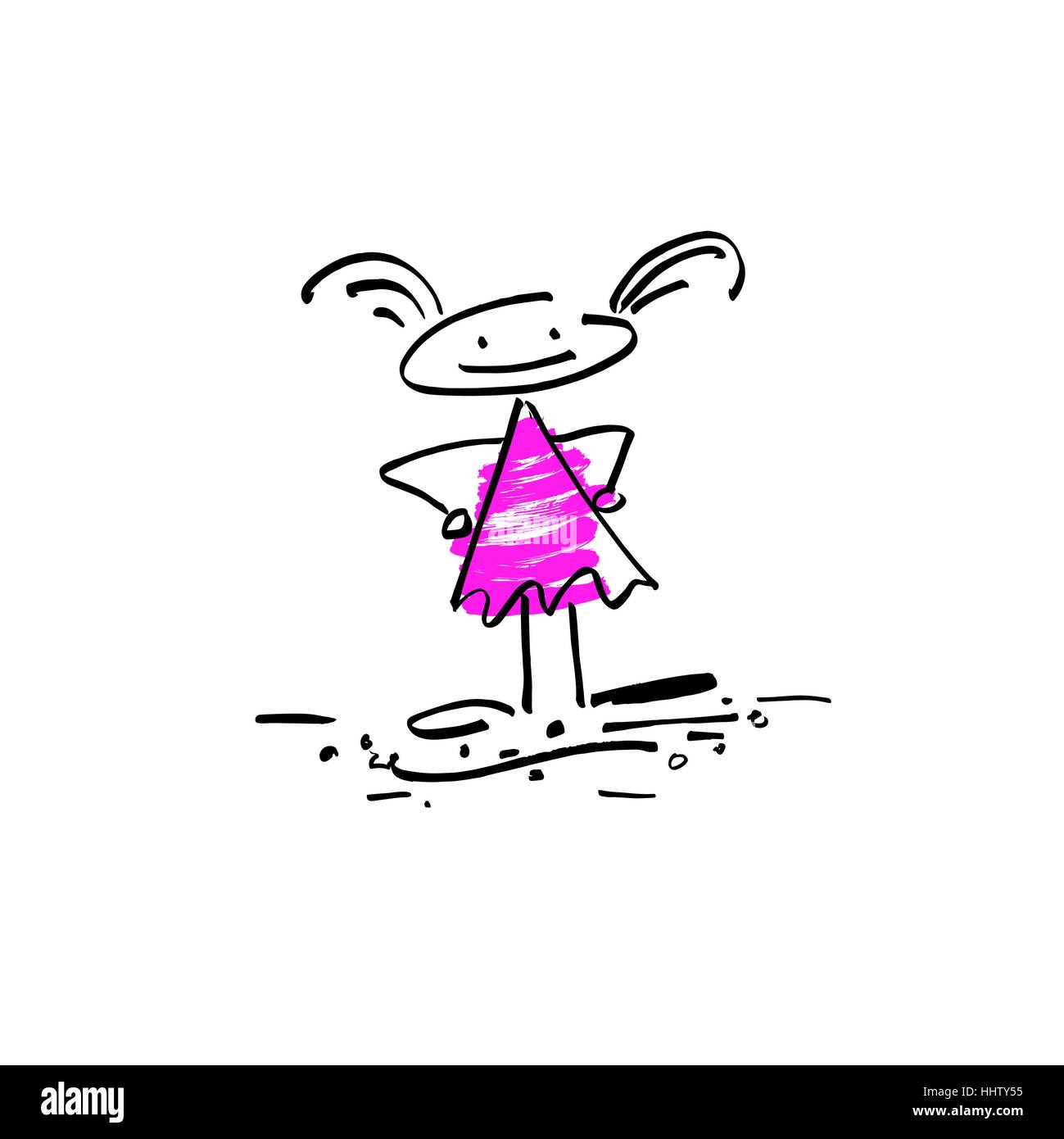 Happy Girl Stick Figure