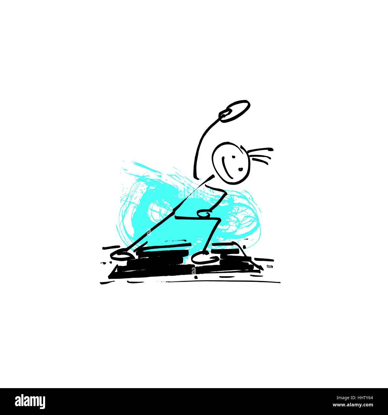 sketch doodle human stick figure young man goes in for sports Stock ...