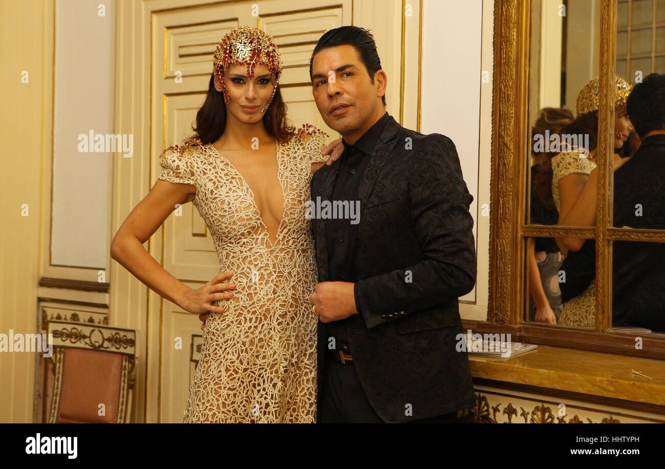 Raffaella Modugno wearing a dress by the designer Bruno Caruso, with ...