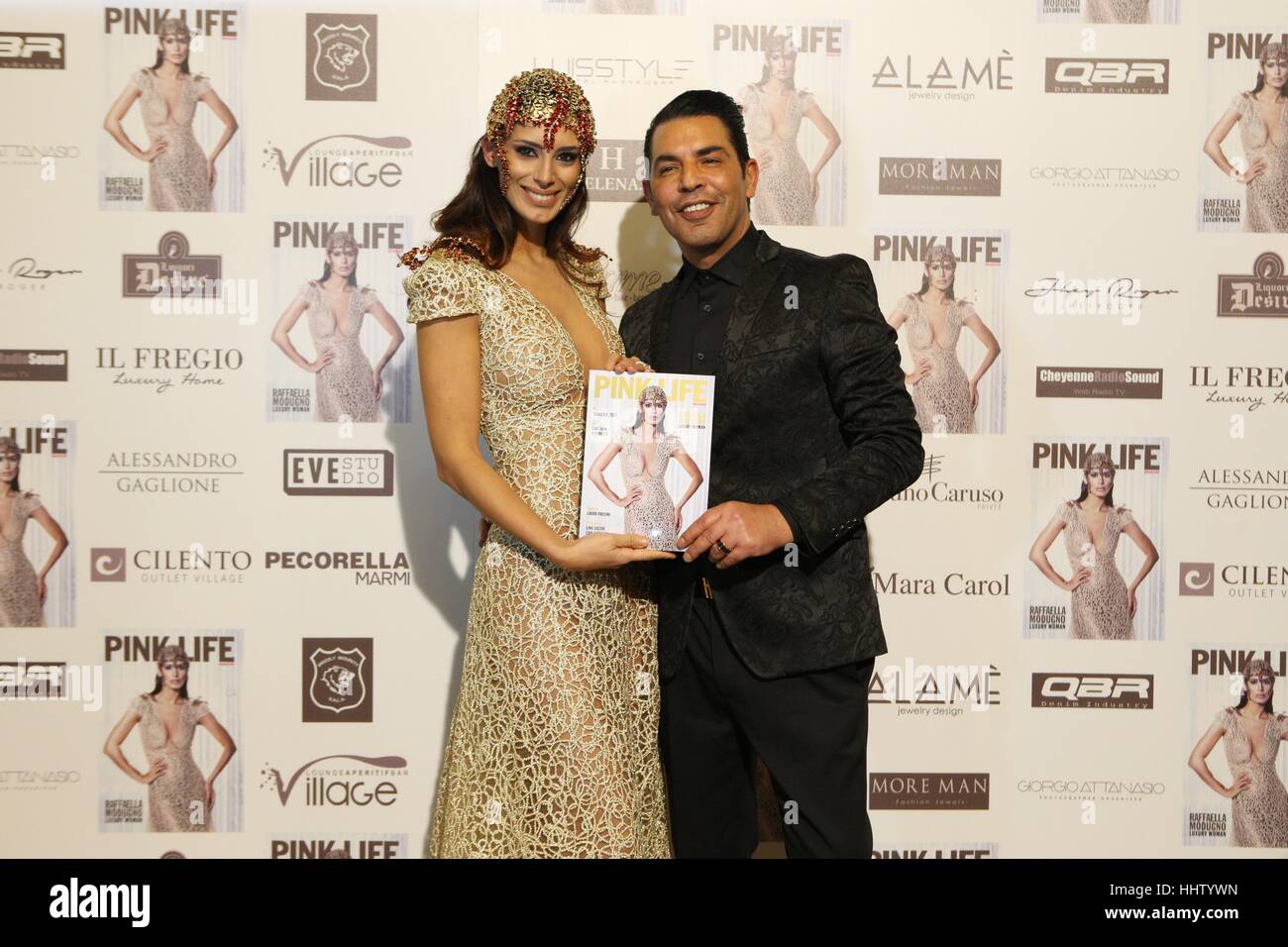 Raffaella Modugno wearing a dress by the designer Bruno Caruso, with ...