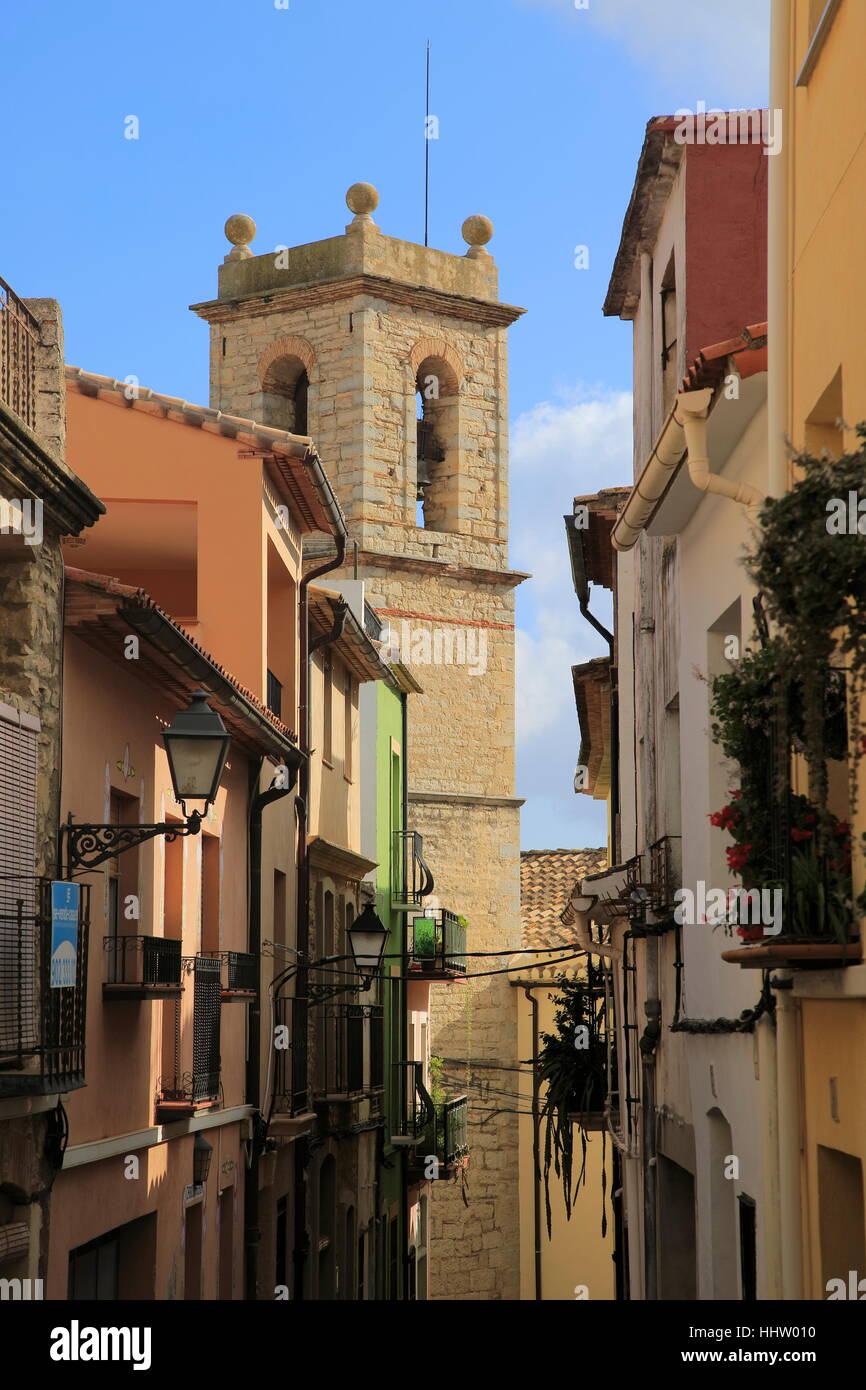 Historic church and houses village of Benimaurell, Vall de Laguar ...