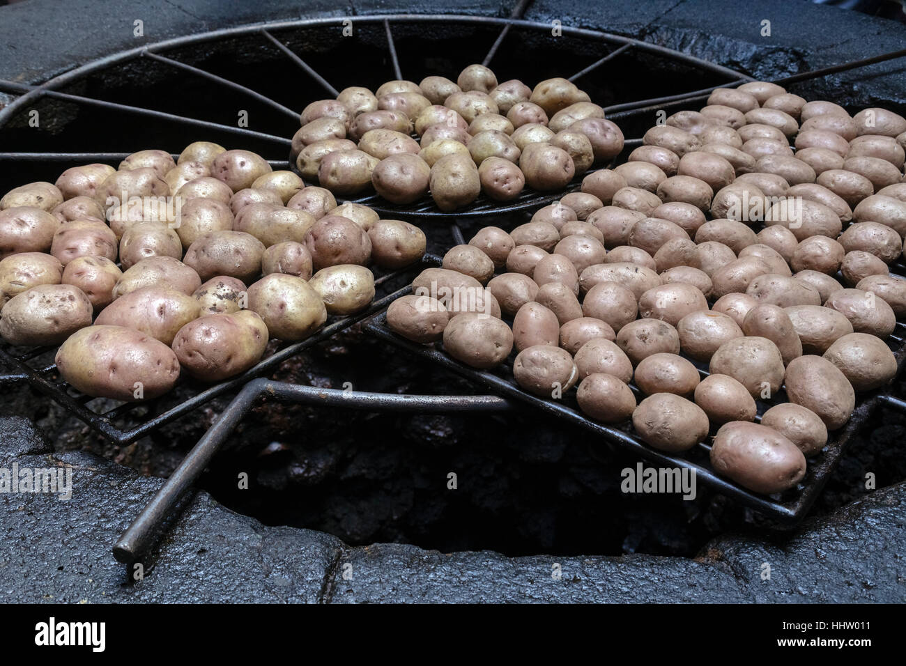 cooking with the natural heat of the volcano in National Park Timanfaya ...