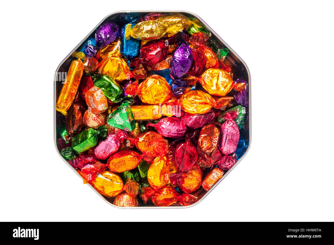 A tin of Quality Street chocolates manufactured by Nestlé Stock Photo ...