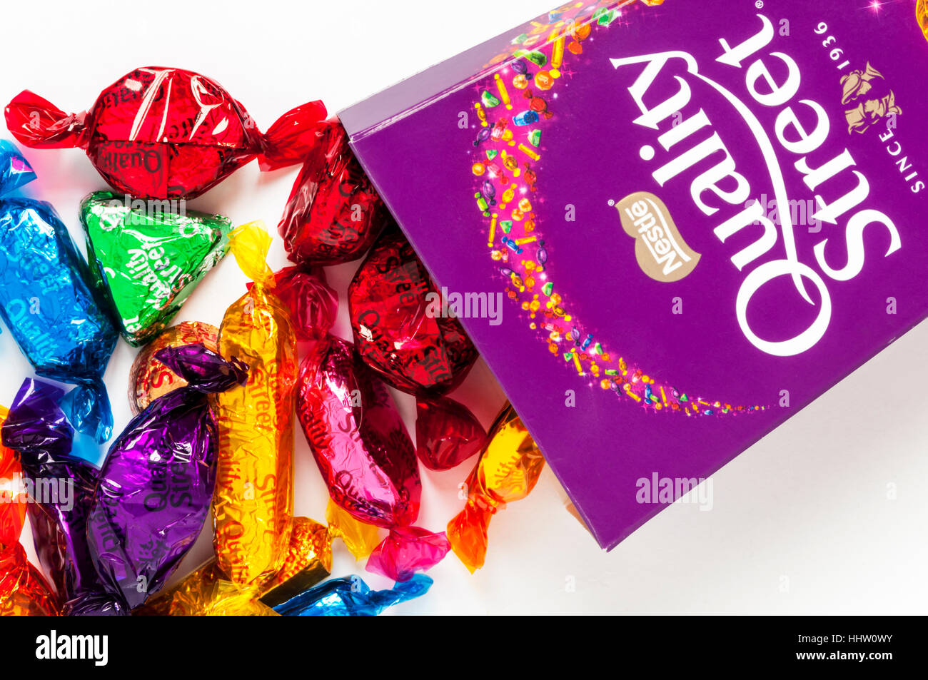 A box of Quality Street chocolates manufactured by Nestlé Stock Photo ...