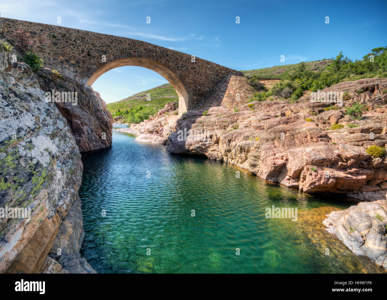 travel, stone, bridge, corsica, river, water, stone, bridge, france ...