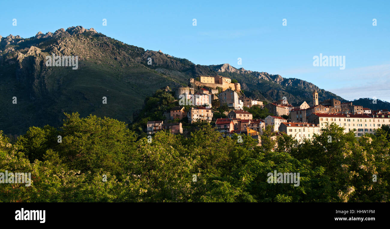 city, town, europe, vintage, corsica, hills, travel, houses, church ...