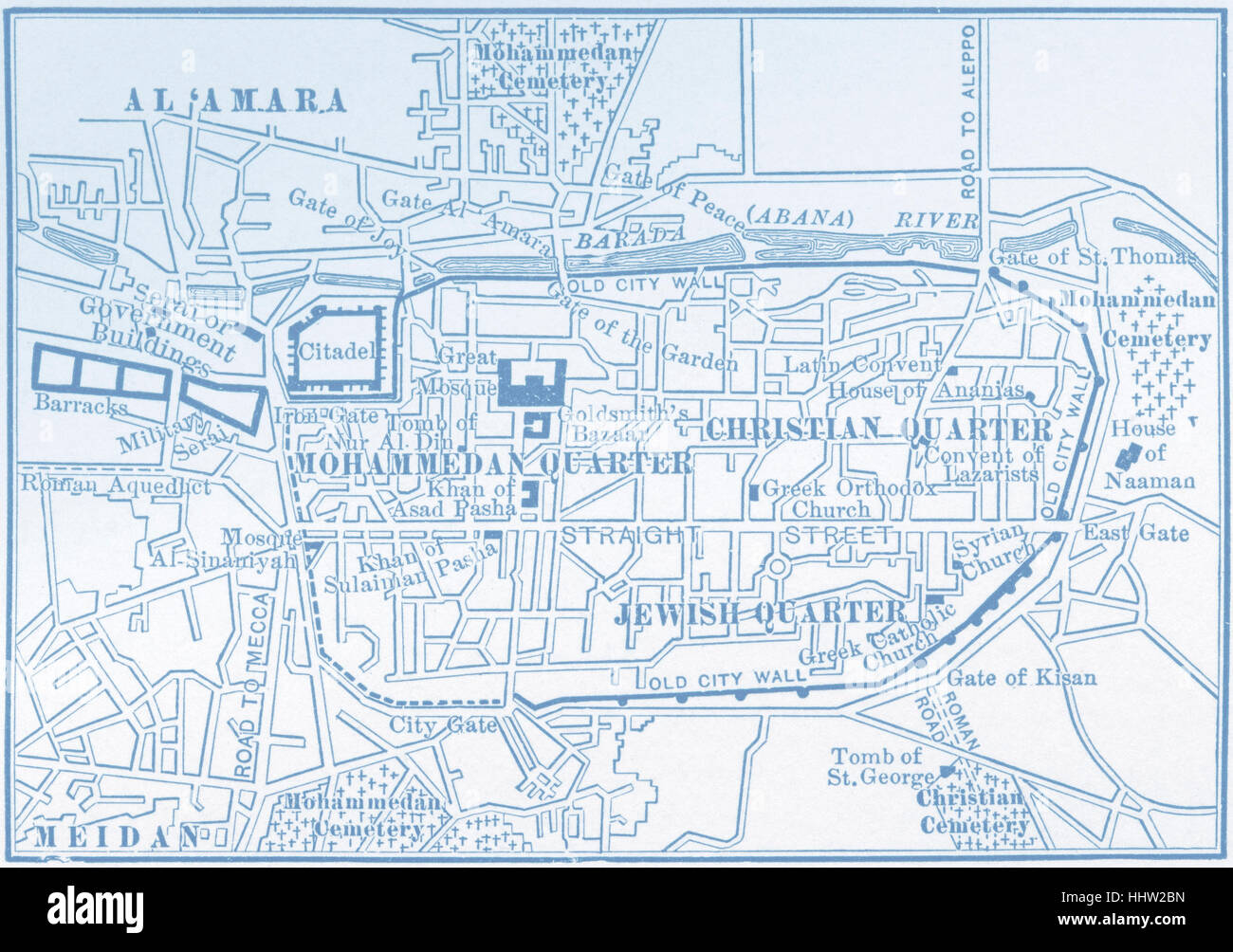 'Plan of the Modern City of Damascus,' late 19th century Stock Photo ...