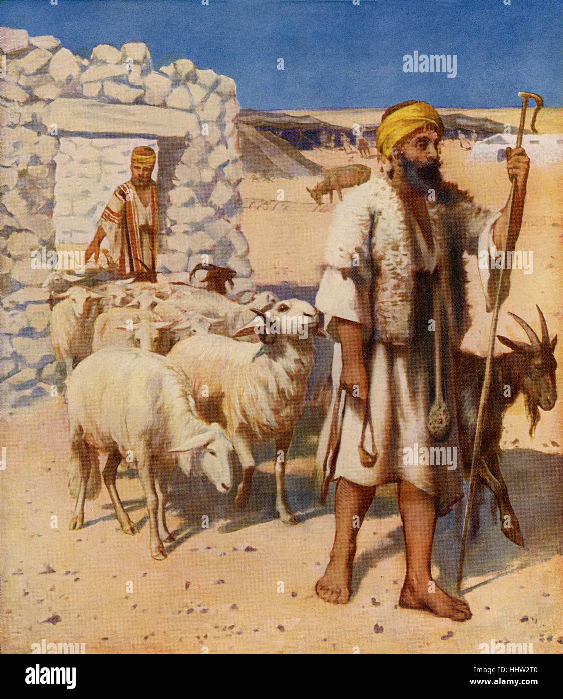 Shepherd and sheepfold - 1913 illustration based on travel in the Holy ...