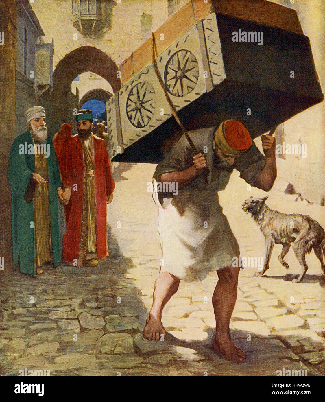 Burden carrier / porter, Jerusalem, market scene - 1913 illustration ...