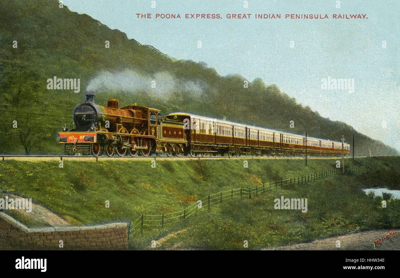 The Poona (Pune) Express, Great Indian Peninsula Railway. Early 20th ...
