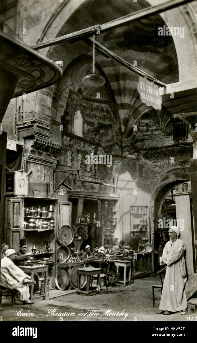 Mousky / Mosky Bazaar, Cairo, Egypt. Early 20th century postcard ...