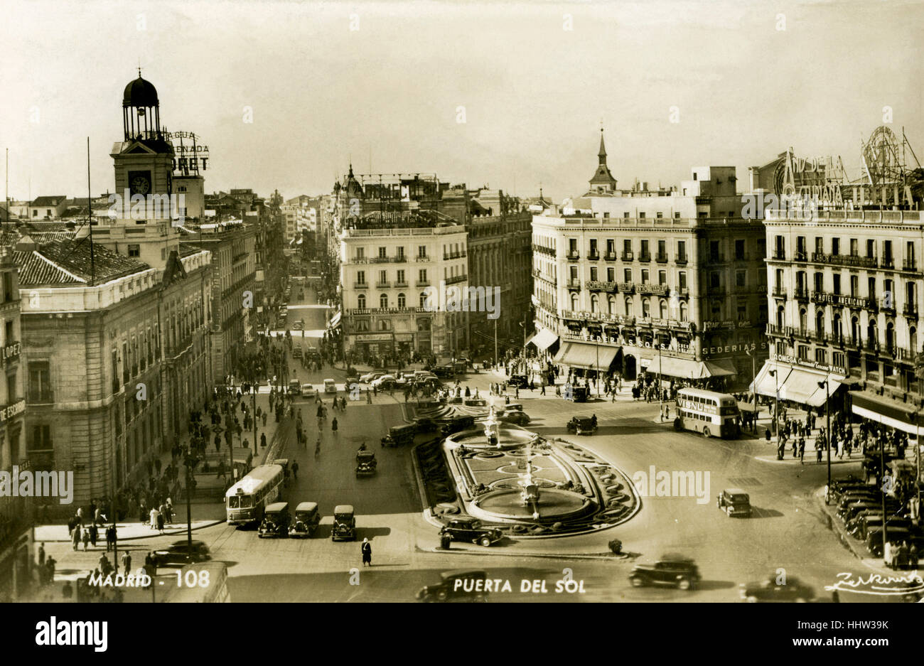 Puerta del Sol, Madrid. Aerial view Stock Photo - Alamy