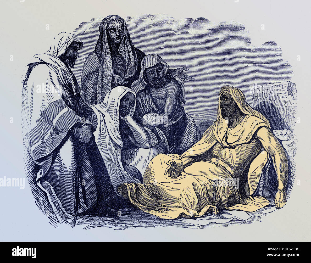 Job and his friends - book of Job. 19th century engraving Stock Photo ...