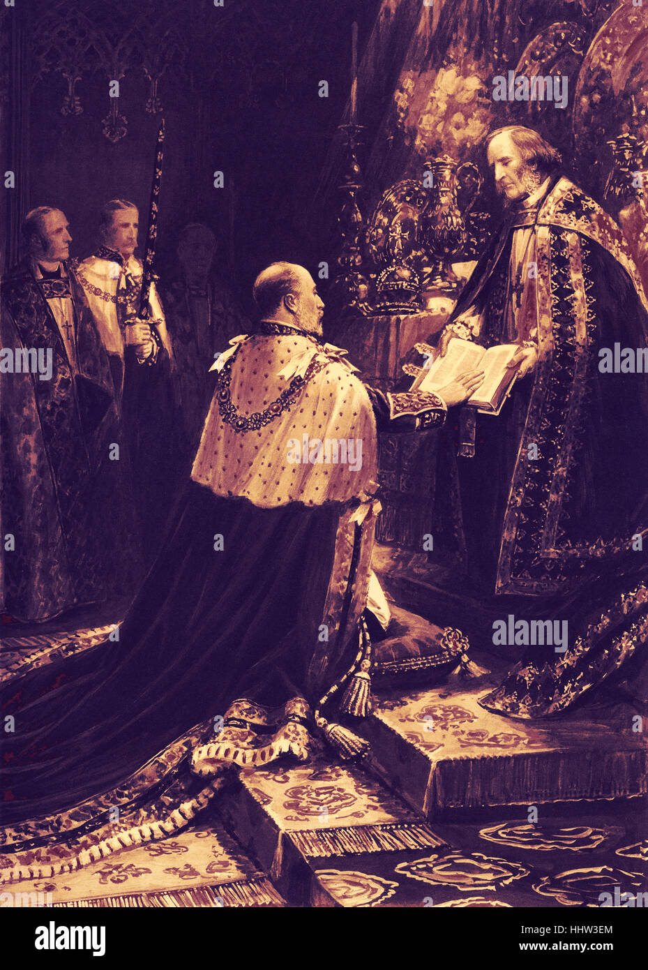 Coronation of King Edward VII, 1902 - taking the oath Stock Photo - Alamy