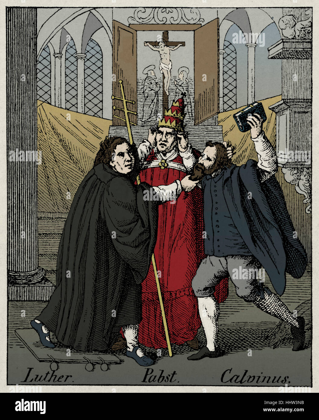 Reformation era caricature, depicting the struggle between Martin ...