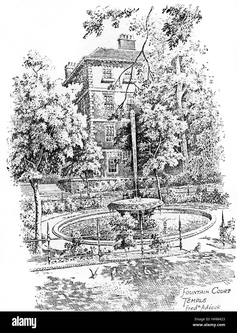 Fountain Court, Temple. The meeting place of Tom Pinch and his sister ...
