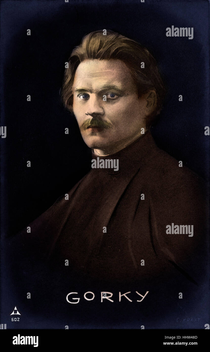 Maxim Gorky - portrait by C. Kraft. Alexei Maximovich Peshkov (Maxim Gorky), Russian author ...