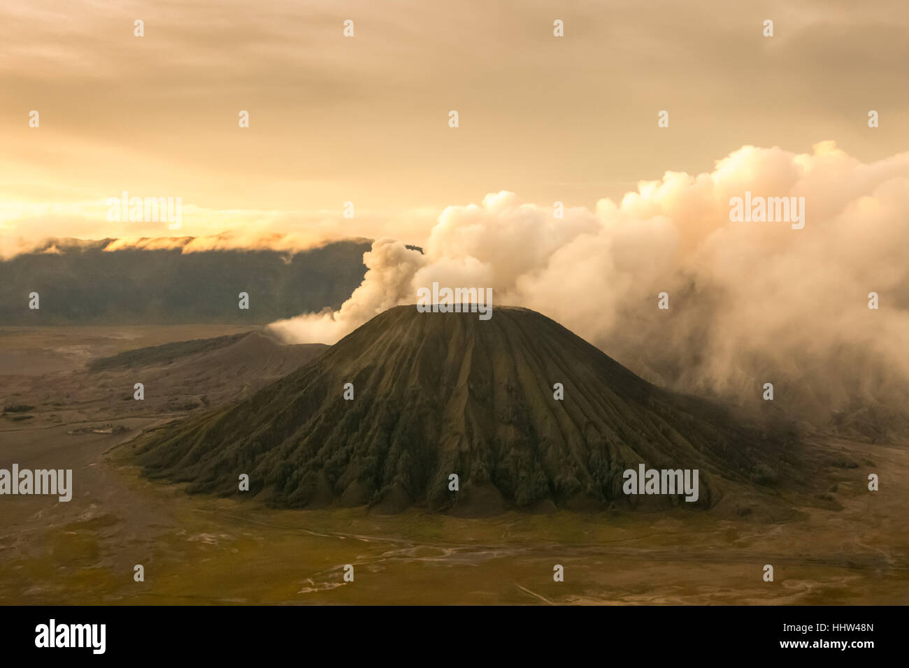 Mount Bromo volcano during sunrise in East Java, Indonesia Stock Photo ...