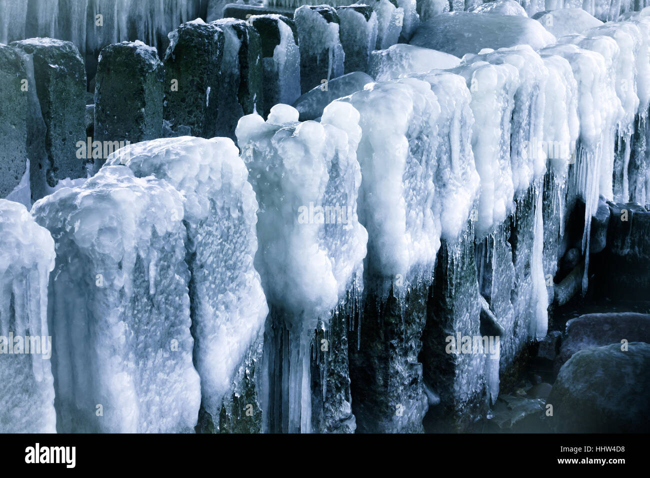 Frozen blocks of ice on the beach Stock Photo - Alamy