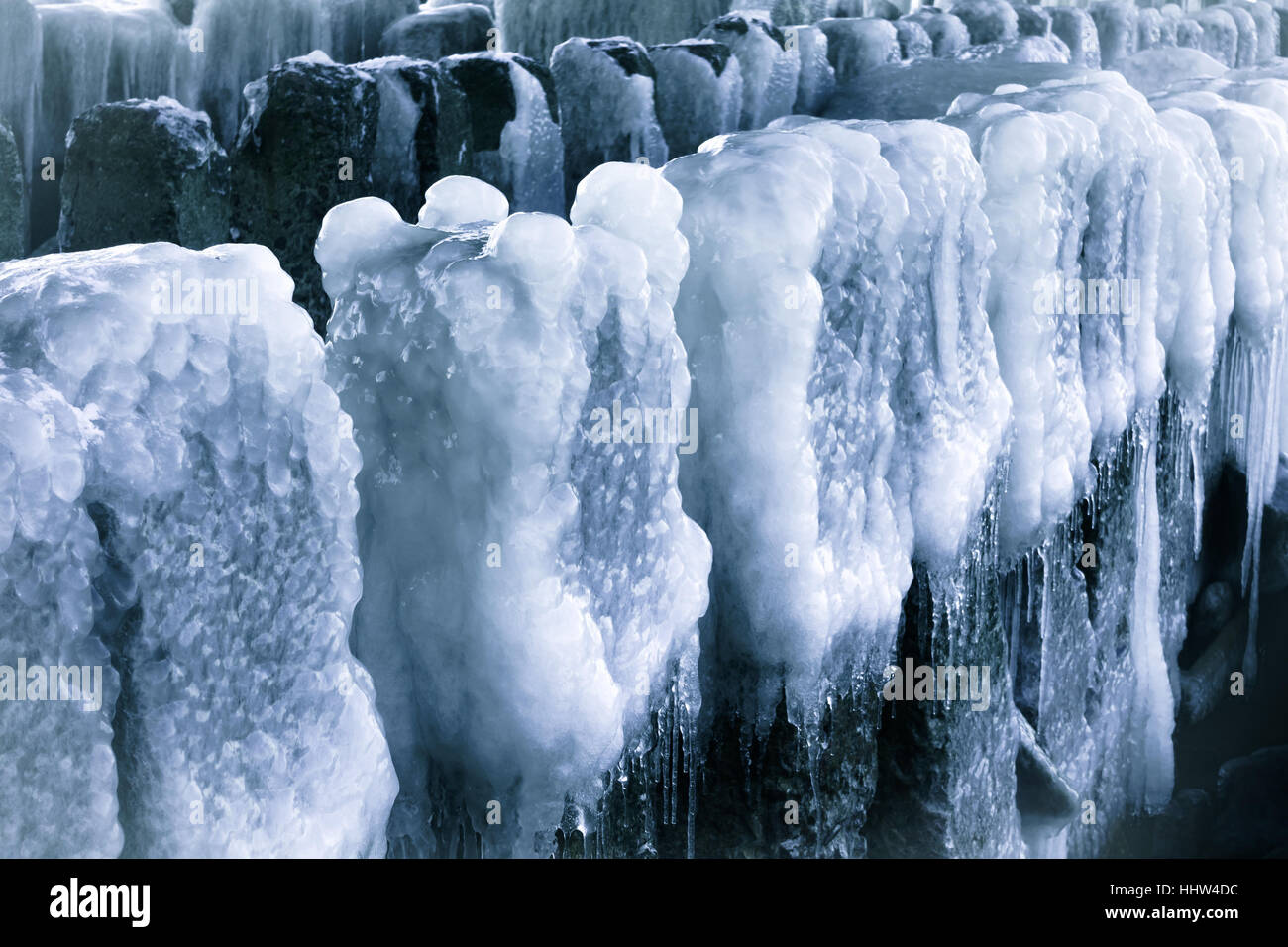 Frozen blocks of ice on the beach Stock Photo - Alamy