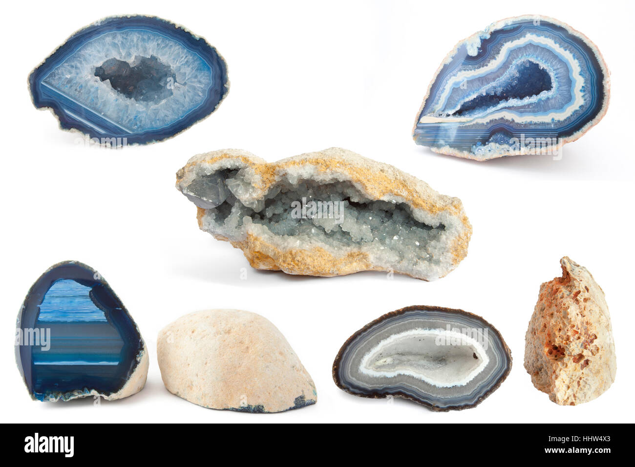 Section of a white and blue geodes Stock Photo - Alamy