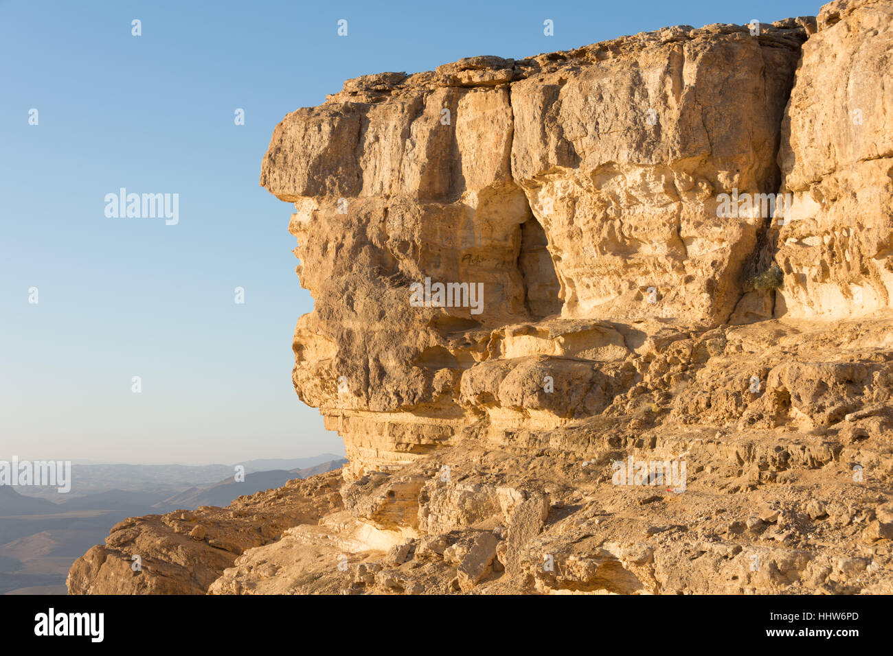 Wind carved rock formations in the Ramon Crater (Makhtesh) in the ...