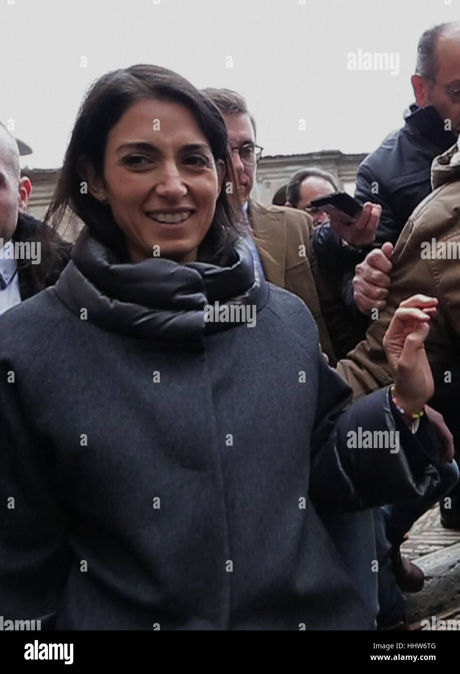 Mayor of Rome Virginia Raggi after leaving the Basilica of Santa Maria ...