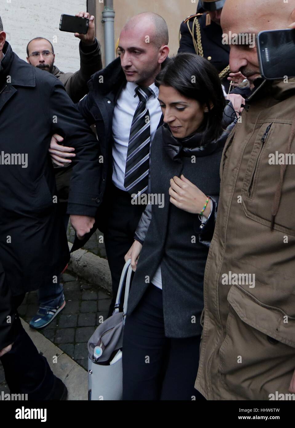 Mayor of Rome Virginia Raggi after leaving the Basilica of Santa Maria ...